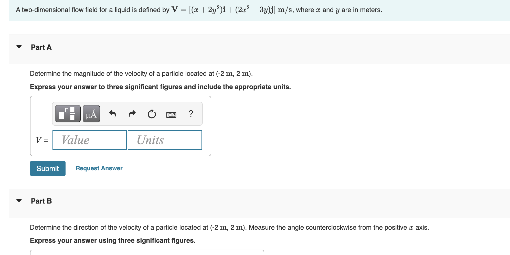 Solved A two-dimensional flow field for a liquid is defined | Chegg.com