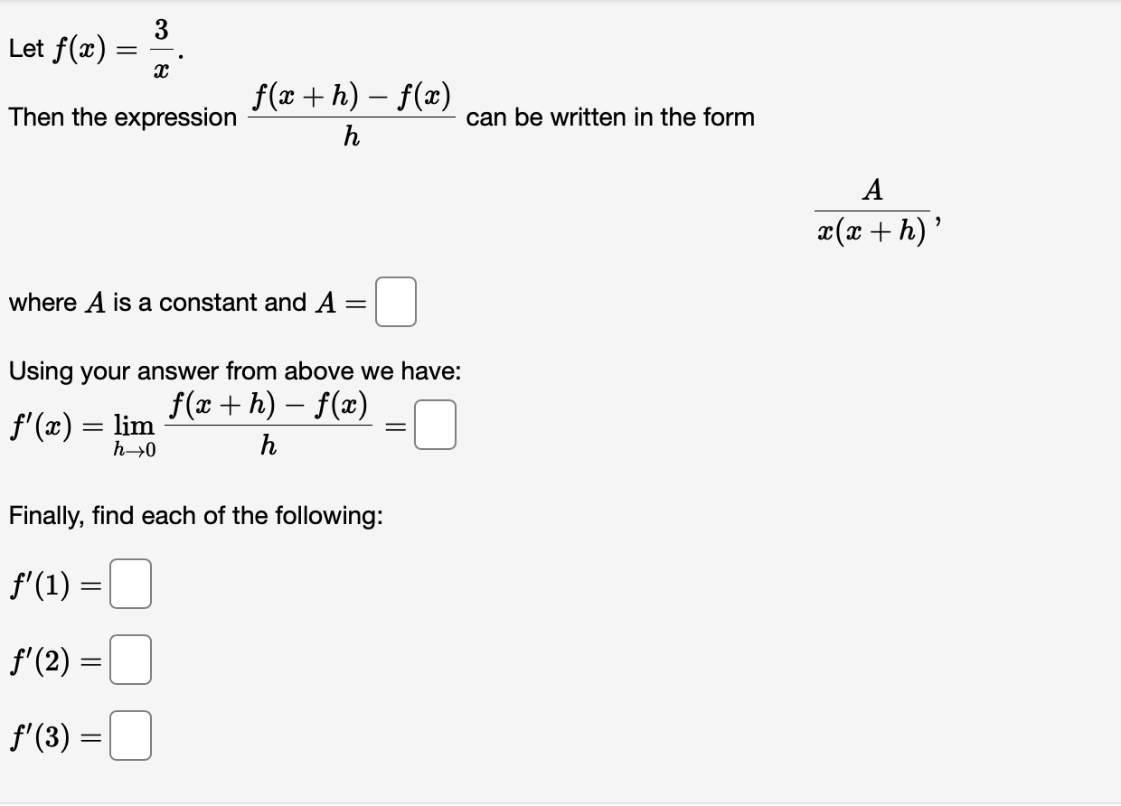 Solved Let F X 3x Then The Expression F X H F X H can Be
