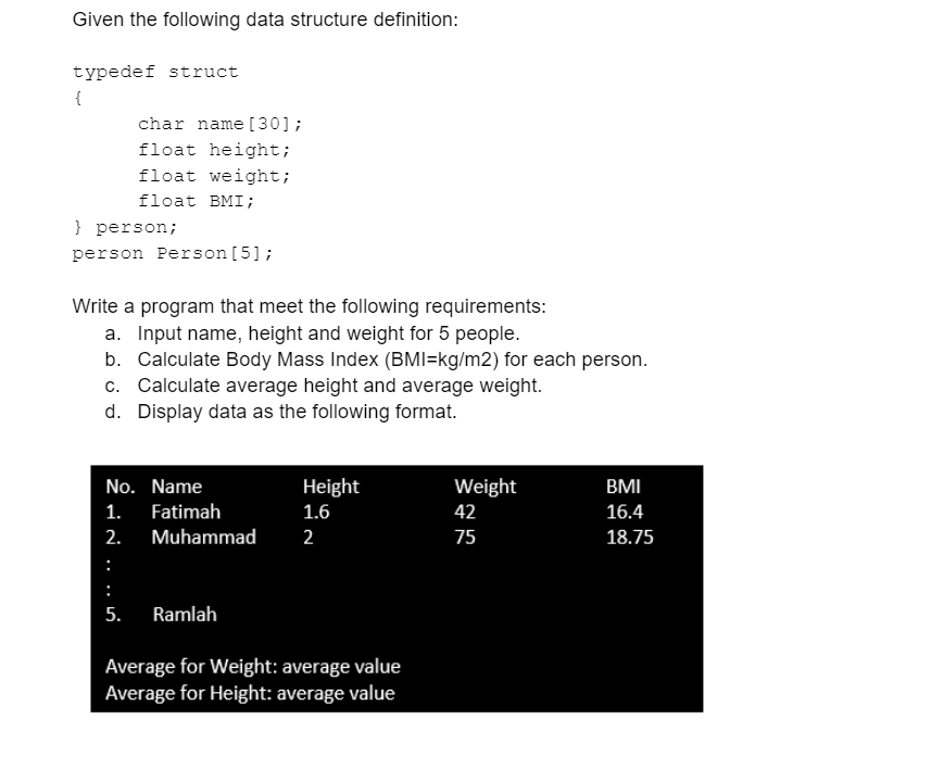 Solved Given the following data structure definition: | Chegg.com