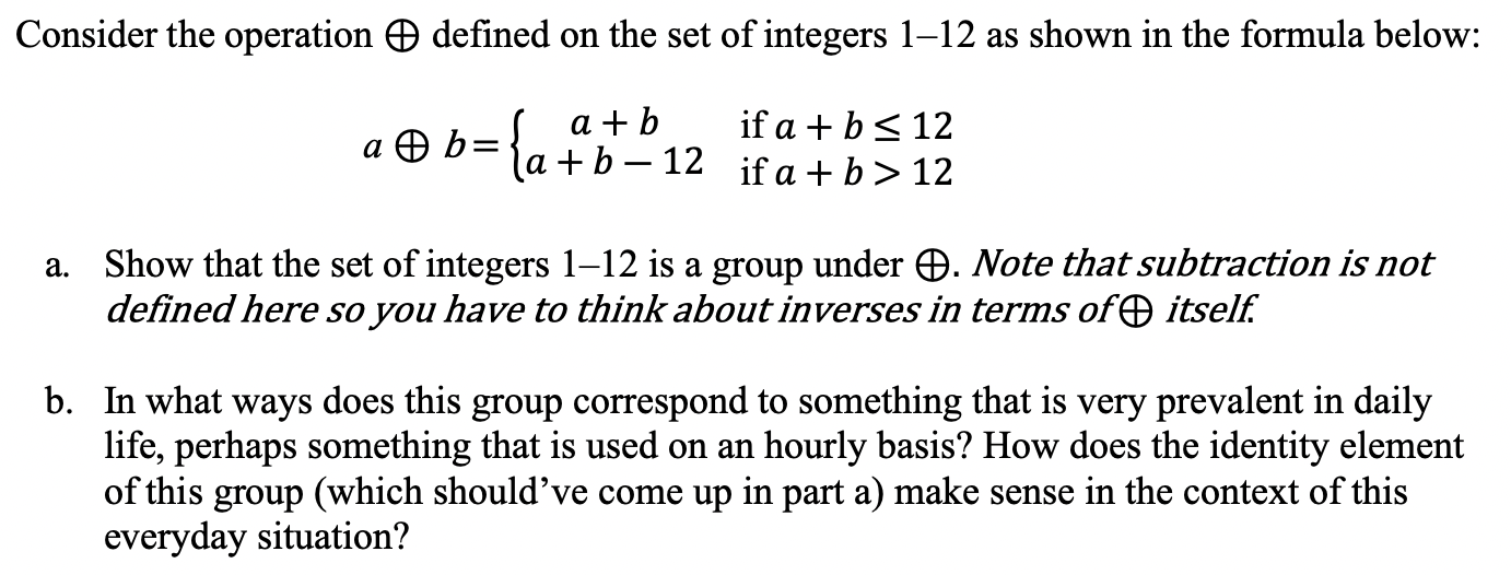 Solved Consider the operation ⨁ defined on the set of | Chegg.com