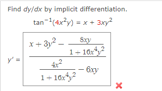 Solved Find dydx ﻿by implicit | Chegg.com