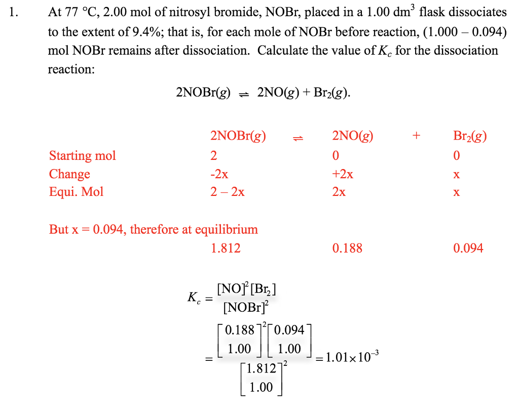 Solved 1.At 77 °C, 2.00 mol of nitrosyl bromide, NOBr, | Chegg.com