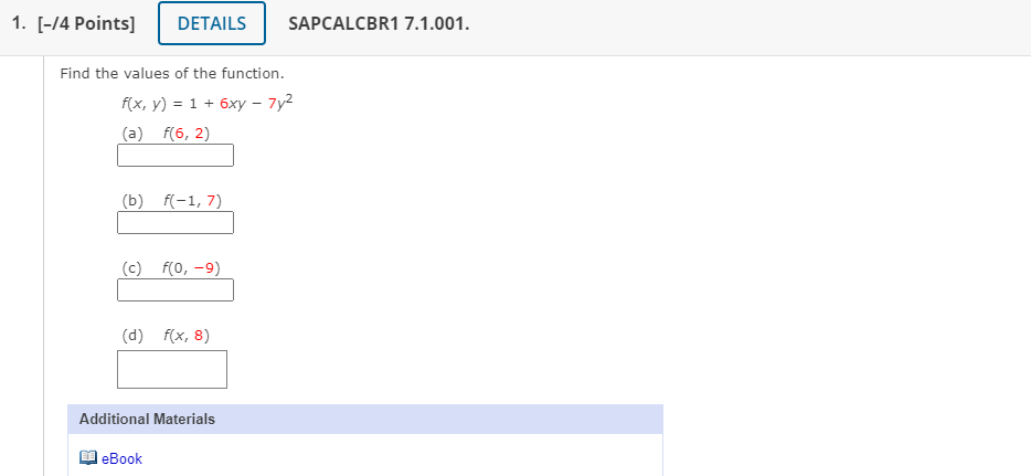 Solved 1. [-14 points) DETAILS SAPCALCBR1 7.1.001. Find the | Chegg.com Solved 1. [-14 points) DETAILS SAPCALCBR1 7.1.001. Find the | Chegg.com