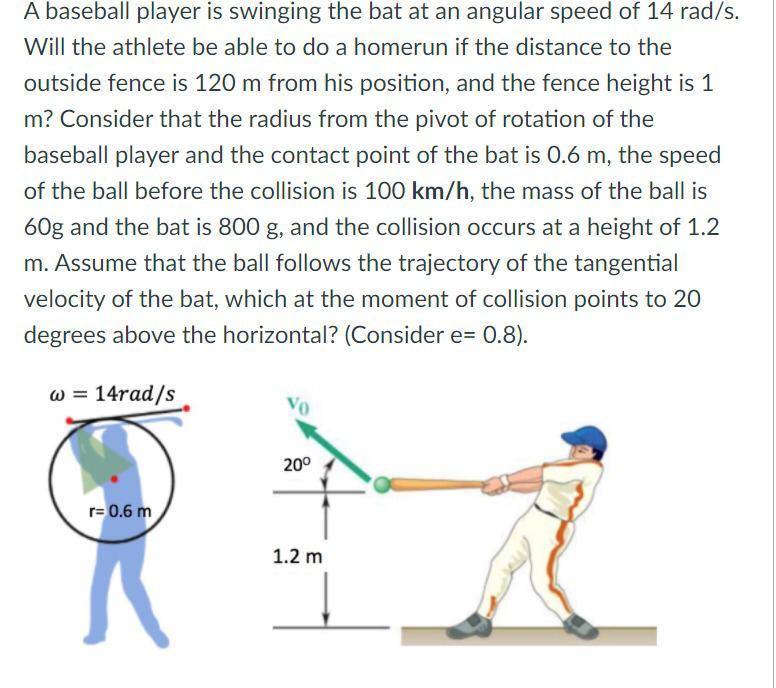 Solved A baseball player is swinging the bat at an angular | Chegg.com