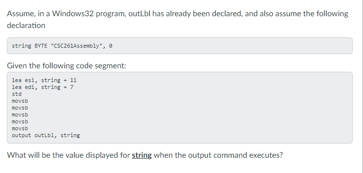Solved Assume, in a Windows32 program, outlbl has already | Chegg.com