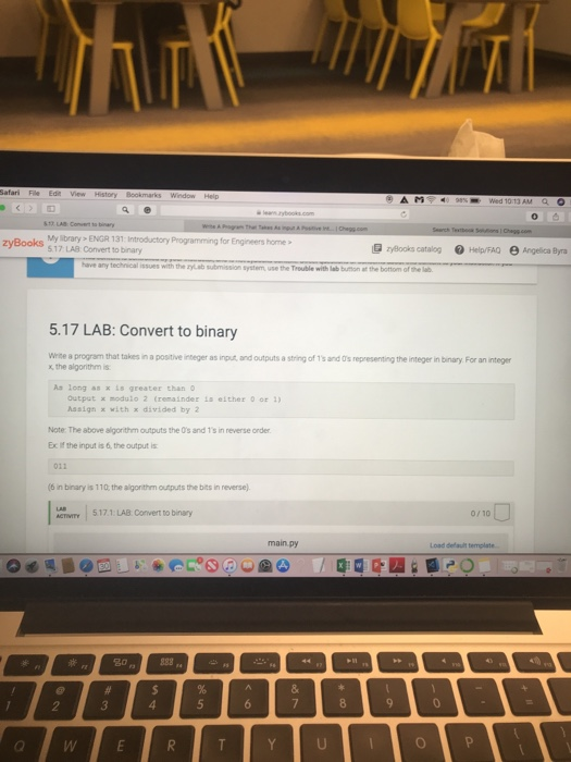Solved: ZyBooks S17 LAB Convert To Binary My Library ENGR ... | Chegg.com Solved: ZyBooks S17 LAB Convert To Binary My Library ENGR ... | Chegg.com