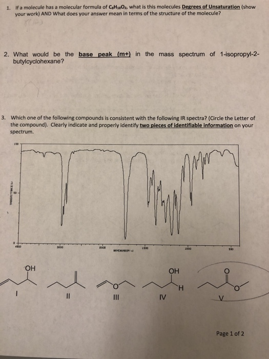 Solved toecr If a molecule has a molecular formula of C&HaO, | Chegg.com