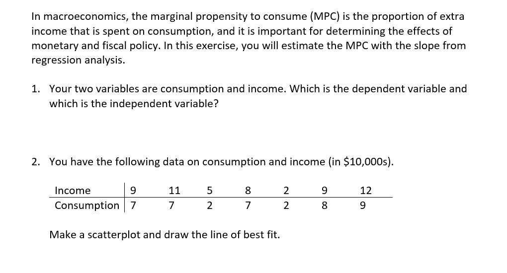 Solved In macroeconomics, the marginal propensity to consume | Chegg.com