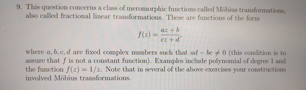 Solved 9. This question concerns a class of meromorphic | Chegg.com