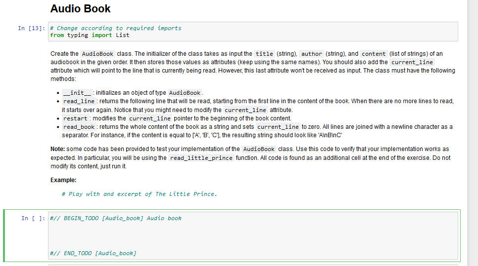 Solved Create the AudioBook class. The initializer of the | Chegg.com