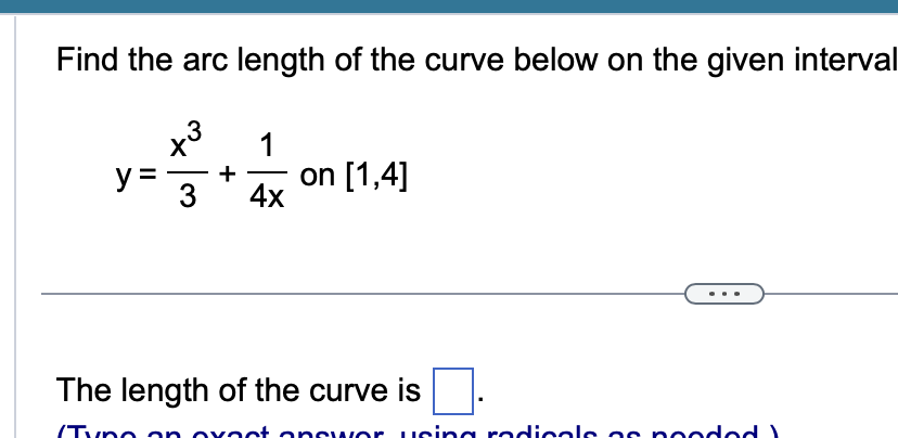 Solved Find the arc length of the curve below on the given | Chegg.com