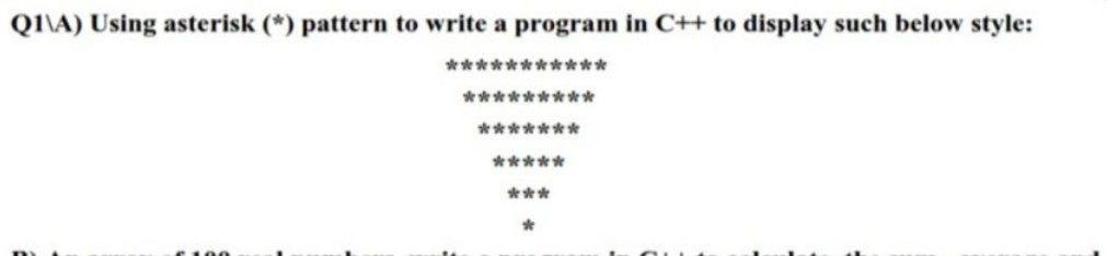 Solved Q1a Using Asterisk Pattern To Write A Program 4537