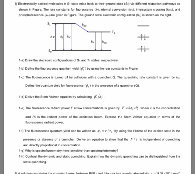 Electranically excited molecules in S1 state relax | Chegg.com