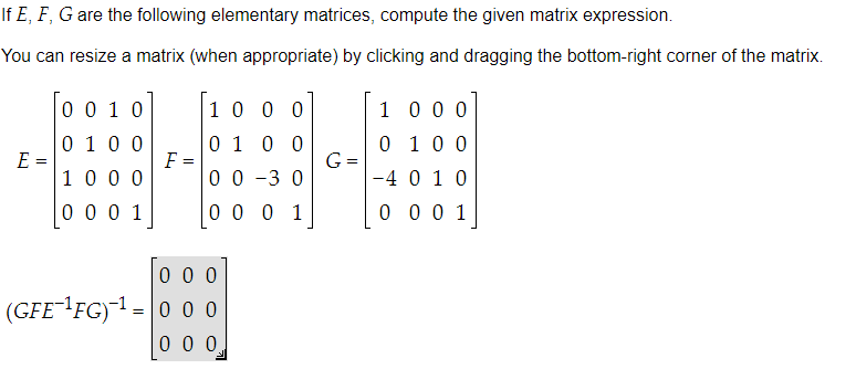 Solved If E, F, G are the following elementary matrices, | Chegg.com