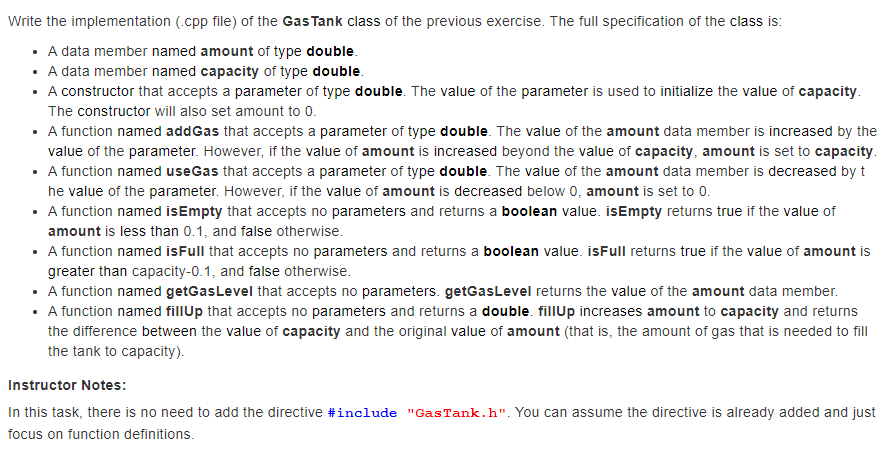Solved Write The Implementation Cpp File Of The Gas
