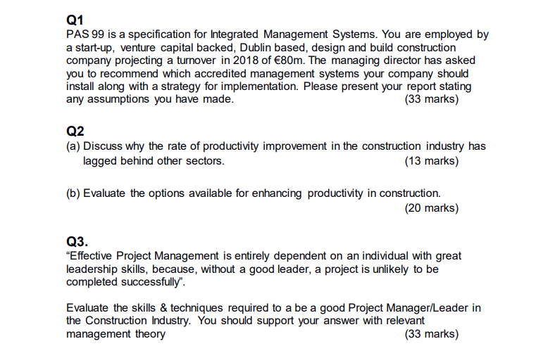 Solved Q1 PAS 99 is a specification for Integrated | Chegg.com