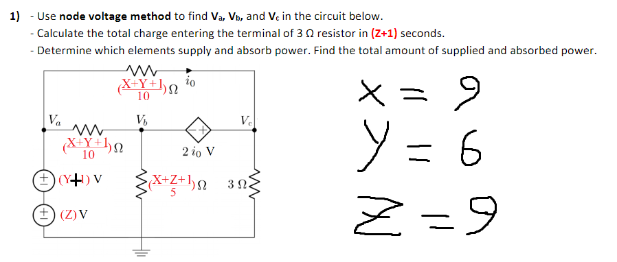 Solved 1) Use node voltage method to find Va, Vb, and Vc in | Chegg.com