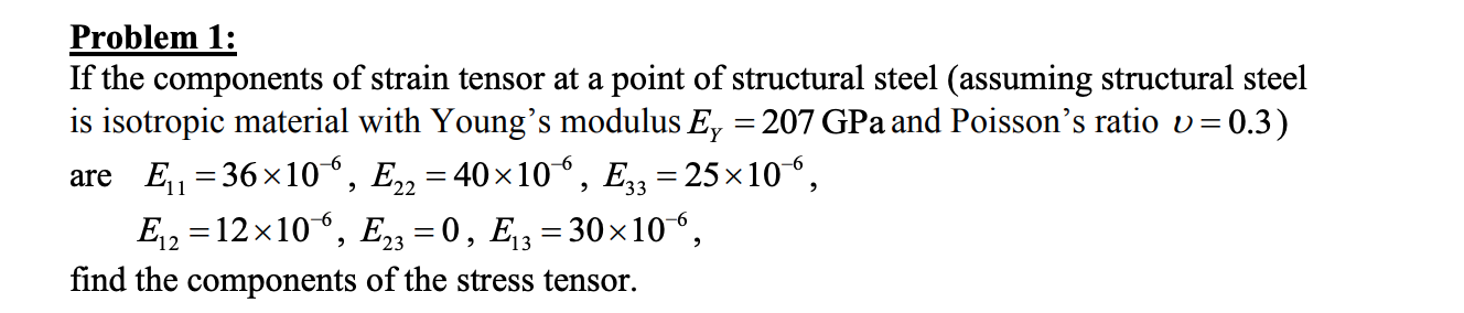 Solved Problem 1: If the components of strain tensor at a | Chegg.com