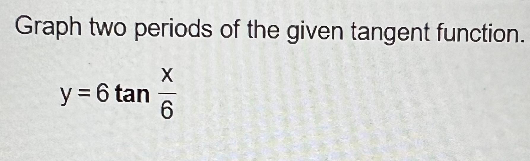 Solved Graph two periods of the given tangent function. | Chegg.com