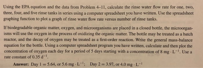 Solved Using the EPA equation and the data from Problem | Chegg.com