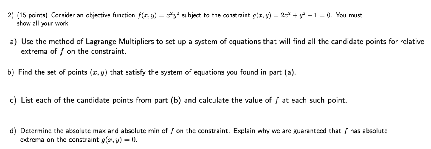 Solved 2) (15 points) Consider an objective function | Chegg.com
