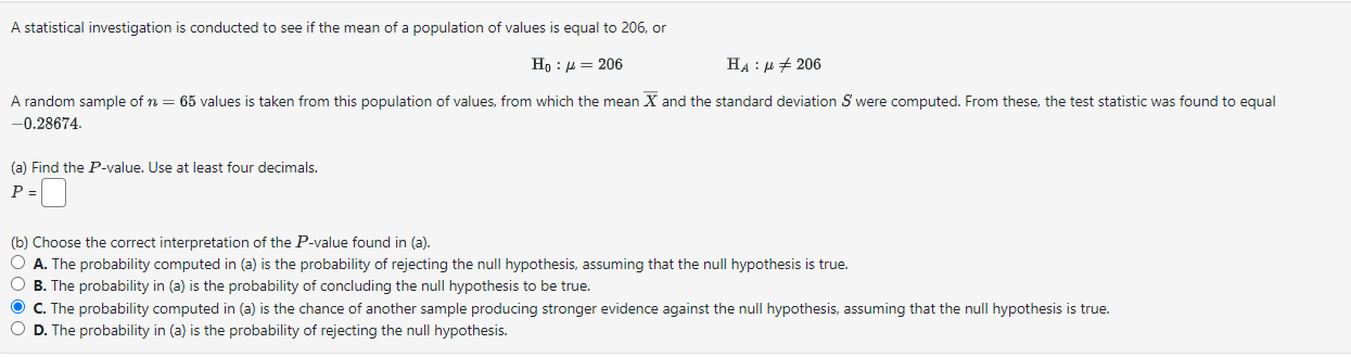 Solved A statistical investigation is conducted to see if | Chegg.com