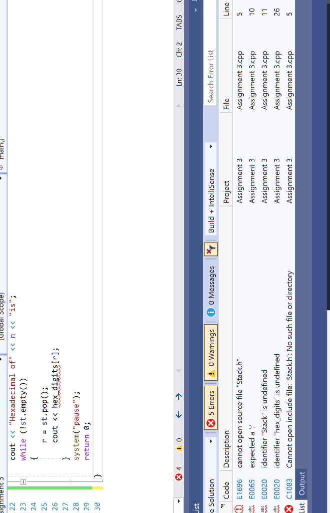 Solved cout ≪ "Hexadecimal of" ≪n≪ "is"; while (!st.empty | Chegg.com
