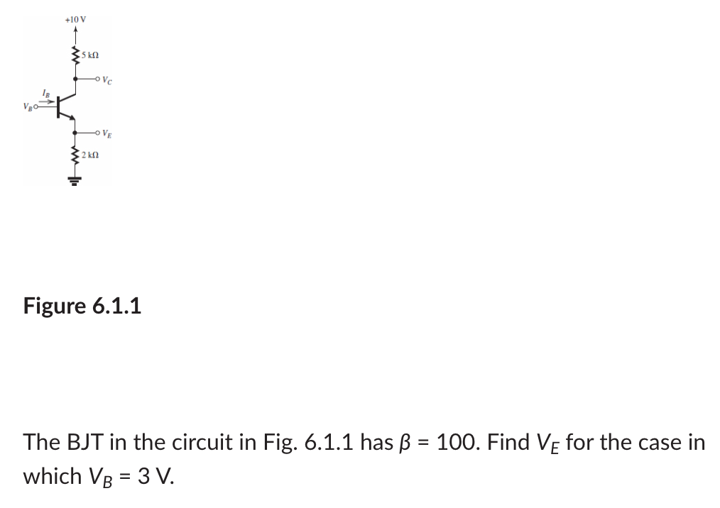 Solved Figure 6.1.1The BJT in the circuit in Fig. 6.1.1 ﻿has | Chegg.com