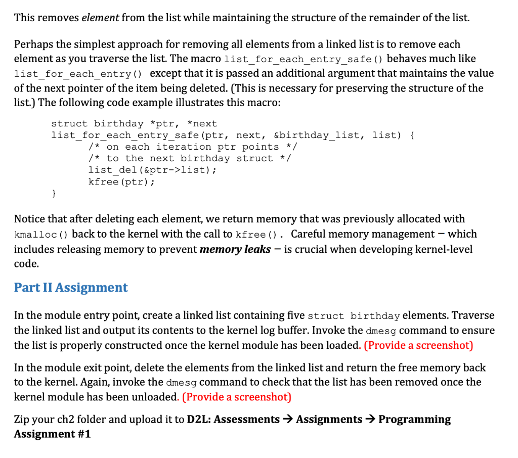 Linux Kernel Modules In this project, you will learn | Chegg.com