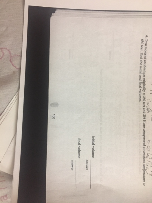 Solved Two mole of an ideal gas originally at 380 torr, and | Chegg.com