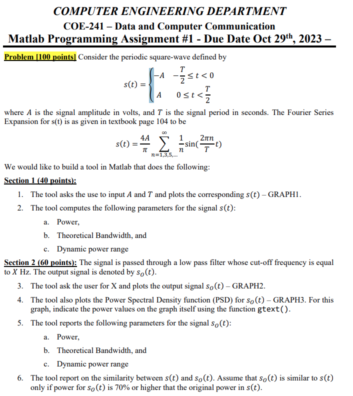 Solved COMPUTER ENGINEERING DEPARTMENT COE-241 - Data and | Chegg.com