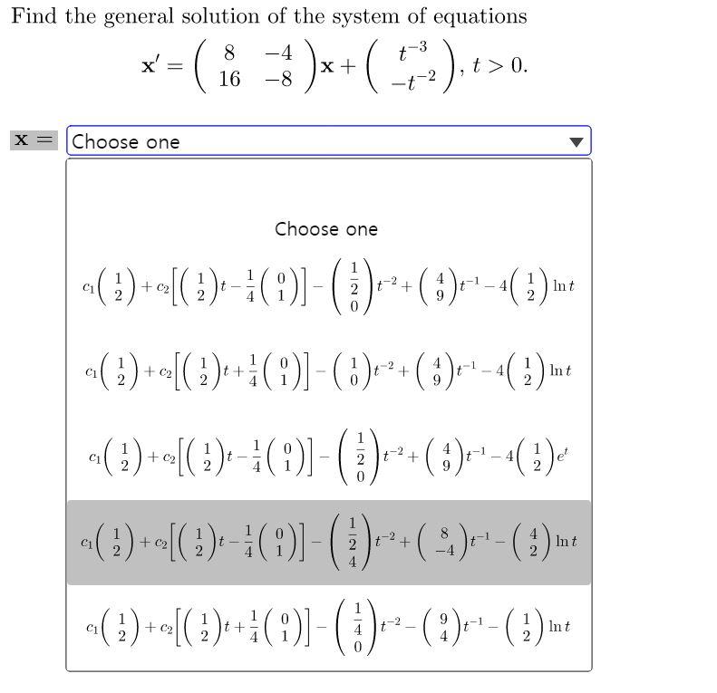 Solved Find the general solution of the system of equations | Chegg.com