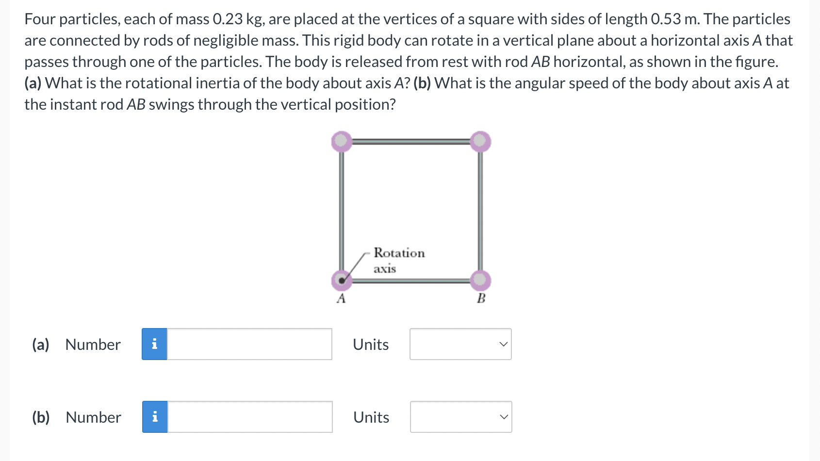 Solved Four particles, each of mass 0.23 kg, are placed at | Chegg.com