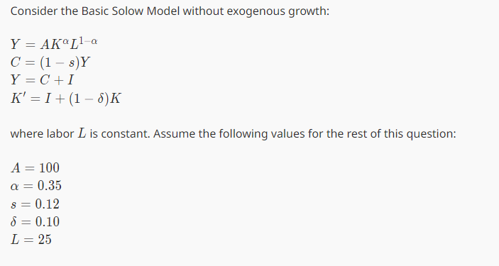 Consider the Basic Solow Model without exogenous | Chegg.com