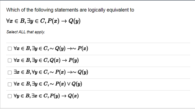 Solved Which of the following statements are logically | Chegg.com