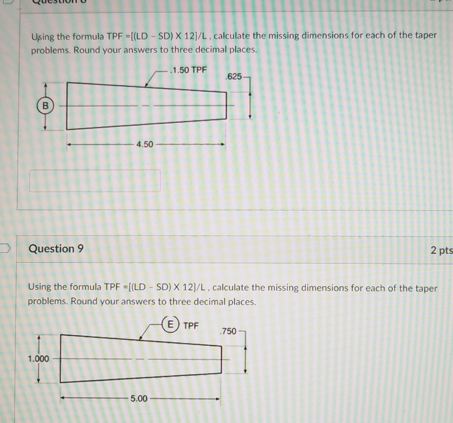Solved Using the formula TPF [(LD SD) X 12|/L, calculate the | Chegg.com