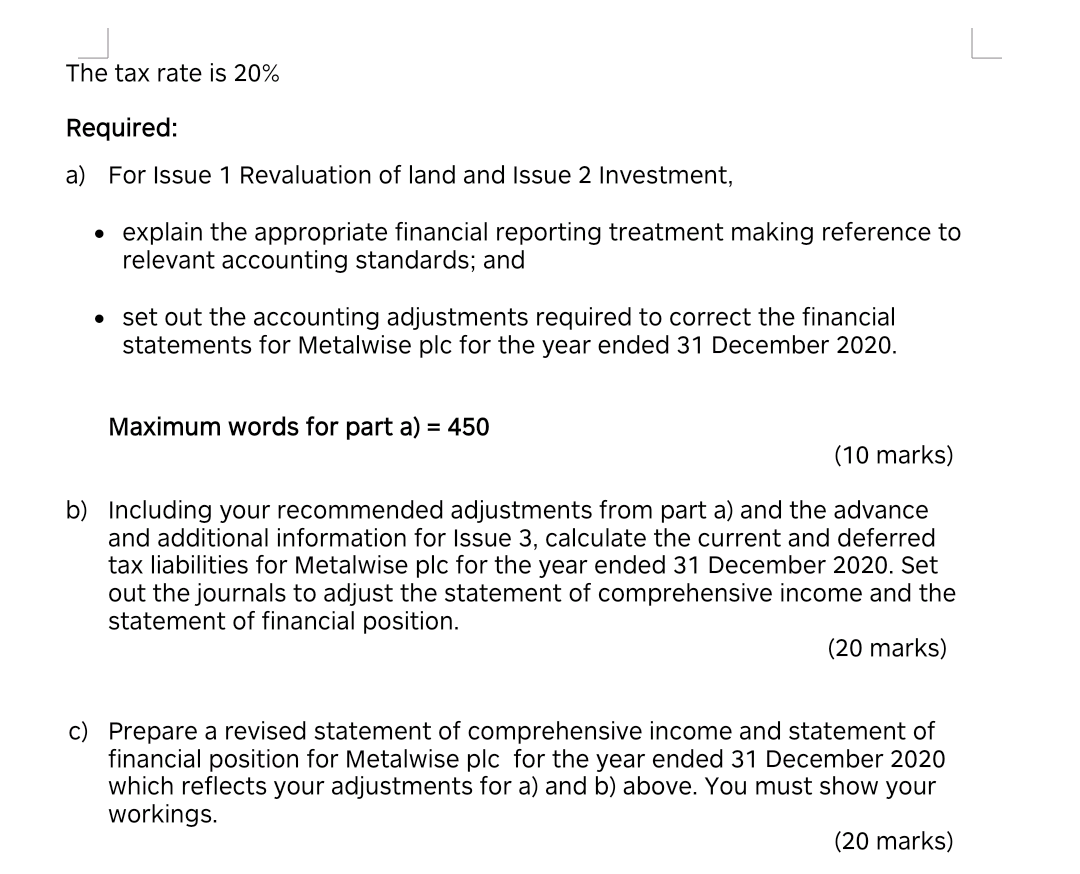 Solved Exhibit 1: Metalwise plc-draft financial statement | Chegg.com