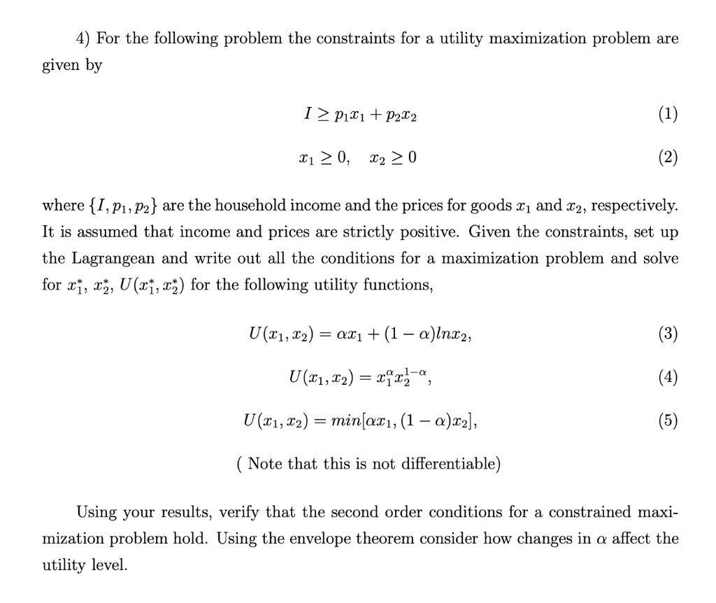 For The Following Problem The Constraints For A
