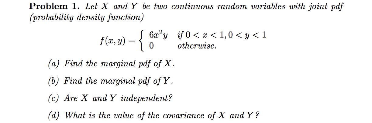Solved Problem 1. Let X and Y be two continuous random | Chegg.com