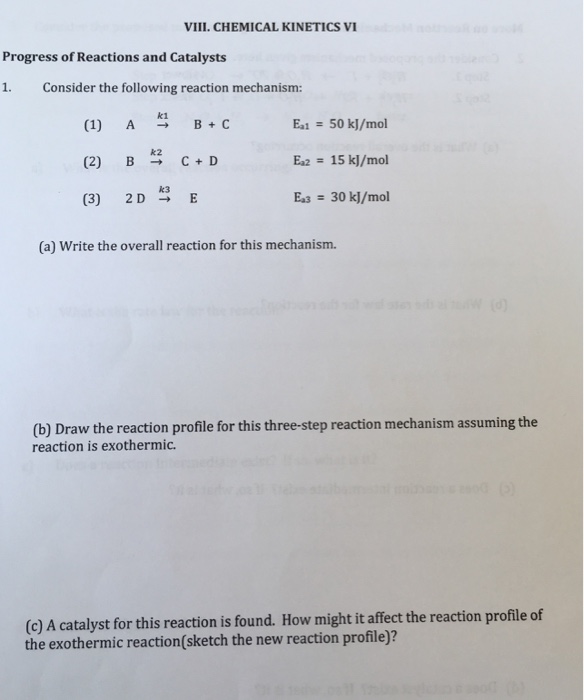 Solved Consider the following reaction mechanism: [1] A | Chegg.com