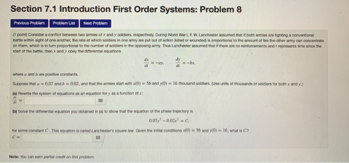 Solved Section 7 1 Introduction First Order Systems Problem