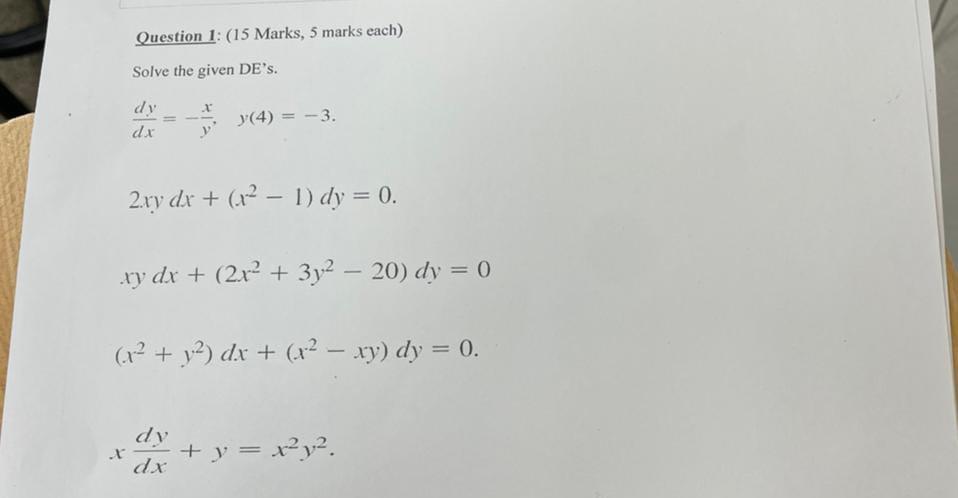 Solved Question 1: (15 Marks, 5 marks each) Solve the given | Chegg.com Solved Question 1: (15 Marks, 5 marks each) Solve the given | Chegg.com
