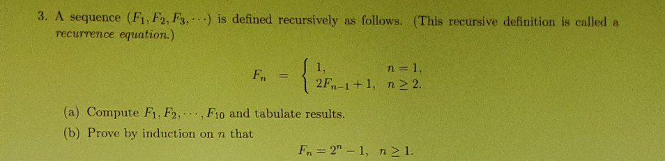 Solved 3. A sequence (F1, F2, F3, ...) is defined | Chegg.com