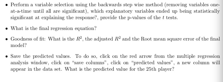 Objectives: To perform a multiple regression analysis | Chegg.com