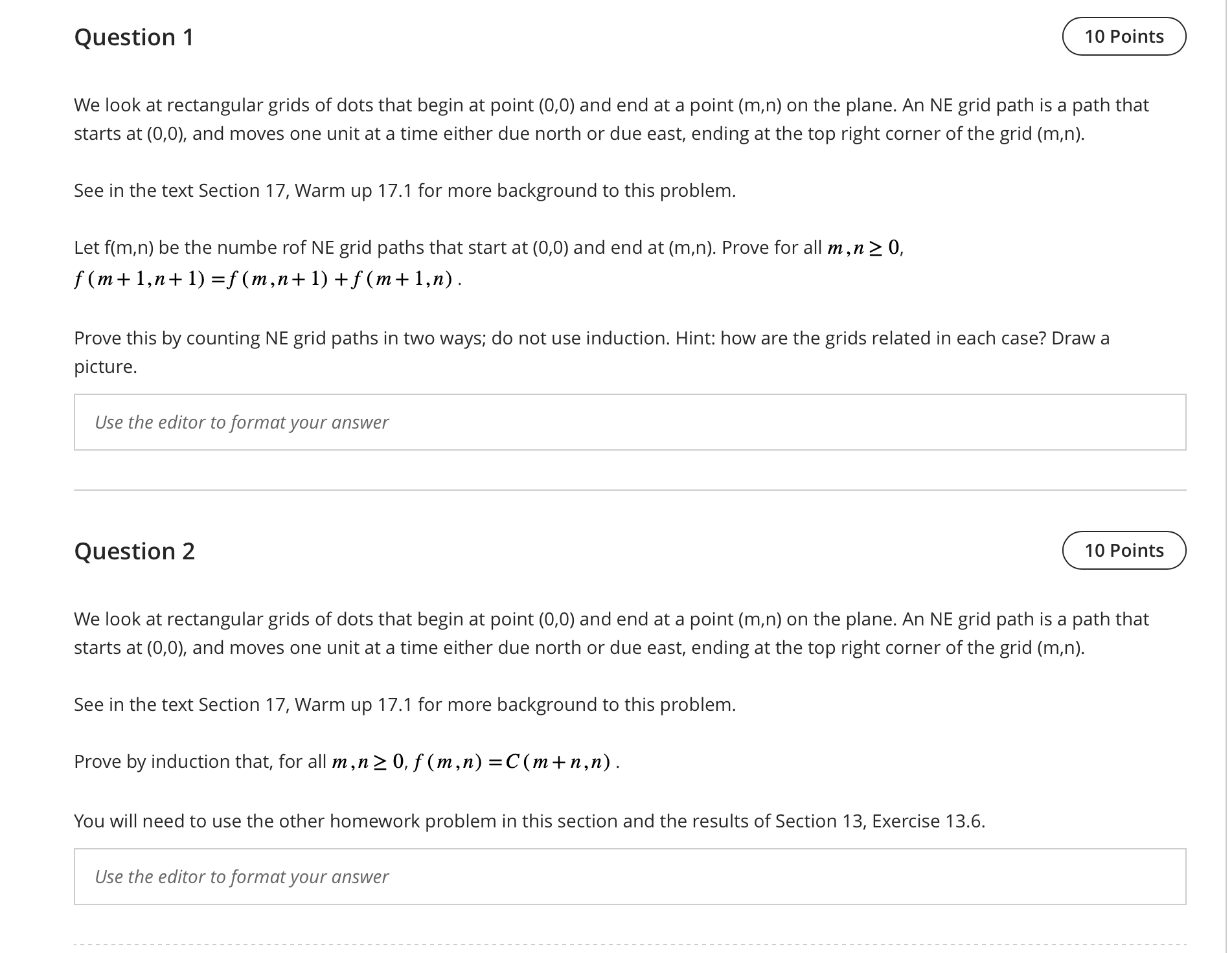 Solved Question 1We ﻿look at ﻿rectangular grids of ﻿dots | Chegg.com