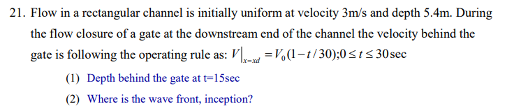 Solved 21. Flow in a rectangular channel is initially | Chegg.com