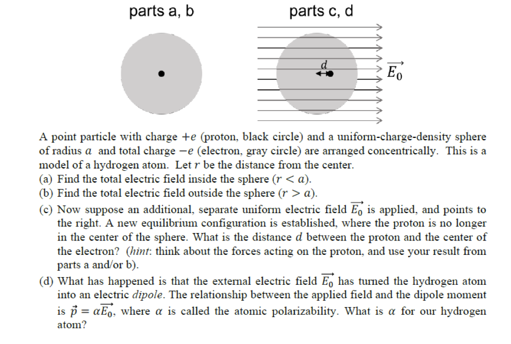 Solved parts a,b A point particle with charge +e (proton, | Chegg.com