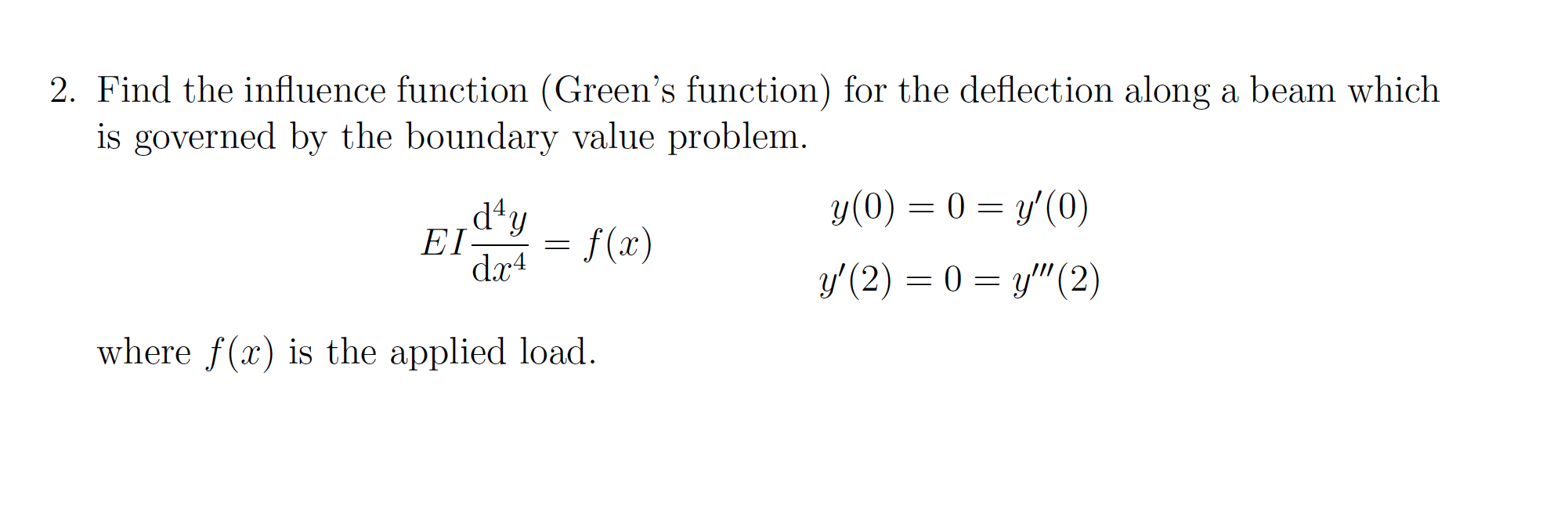 Solved 2. Find the influence function (Green's function) for | Chegg.com