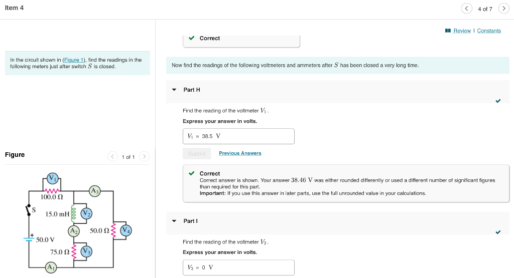 Solved Item 4 4 of 7 > Review | Constants Correct In the | Chegg.com
