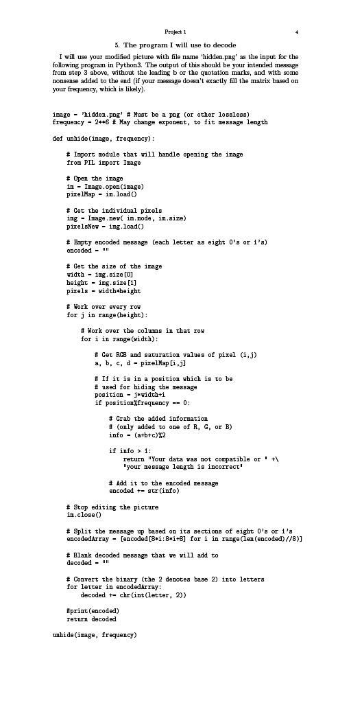 Solved Project 2: Matrix Operations and Steganography 1. | Chegg.com